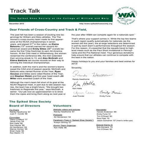 Track talk 2012 dec | PDF | College Sports | Sports