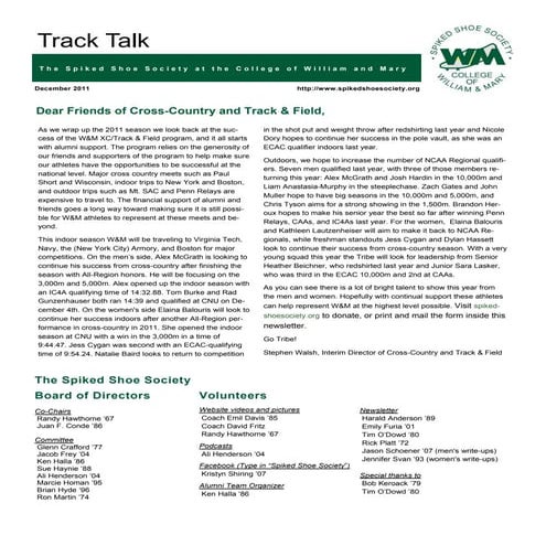 Track talk dec 2011 | PDF | College Basketball | College Sports