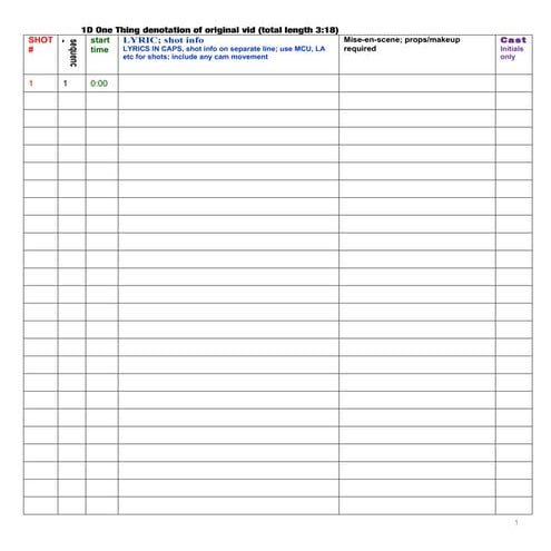 Track timing sheet template | DOC