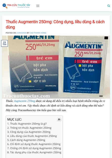 Tracuuthuoctay augmentin | PDF