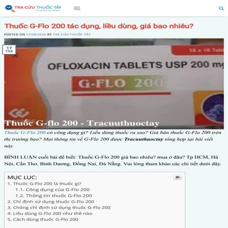 G-Flo-200 - Tác dụng thuốc và các thông tin khác đầy đủ nhất ...