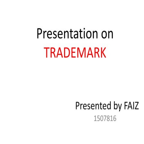 Intelluctual Property Rights( Trademark) case study | PPTX