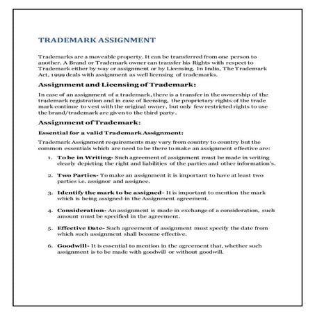Trademark assignment | PDF
