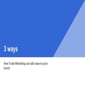 Trade marketing 101 value adds | PDF