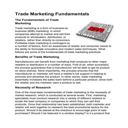 Trade Marketing Fundamentals | PDF
