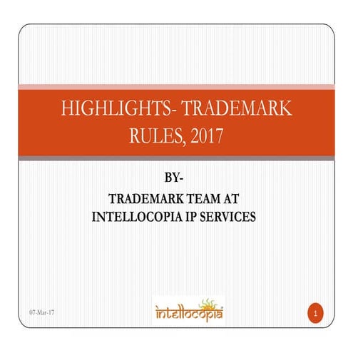 Trademark rules 2017 | PDF