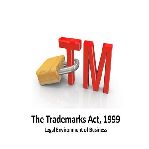 Trademarks act - Legal Environment of Business - Business Law ...