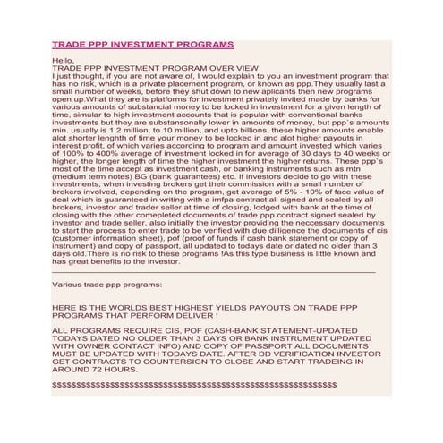 Trade ppp investment programs | DOCX