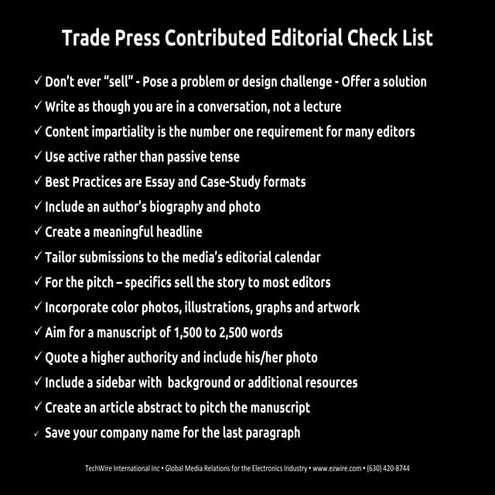 Trade press contributed edit check list | PDF
