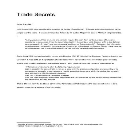 IP for Startups and other Small Businesses - Trade Secrets | PDF