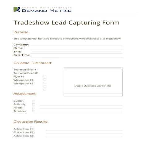 Tradeshow Lead Capturing Form | DOC