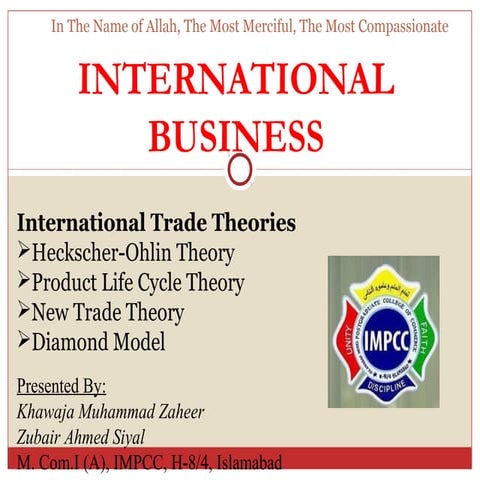 HO THEORY MODERN THEORY OF INTERNATIONAL TRADE