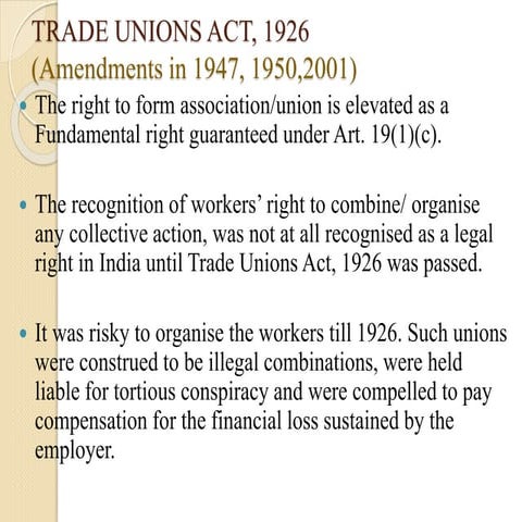 Trade Unions Act, 1926 ( Introduction) | PPTX