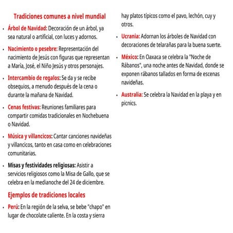 Tradiciones comunes a nivel mundial de la navidad son variadas pero con ...