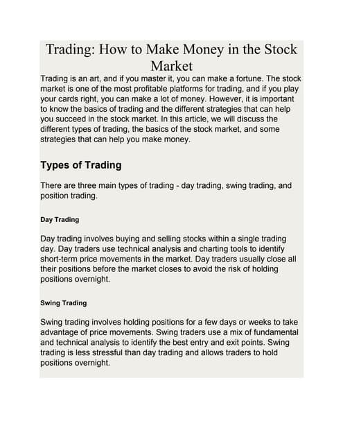 Overview of stock market | PPT