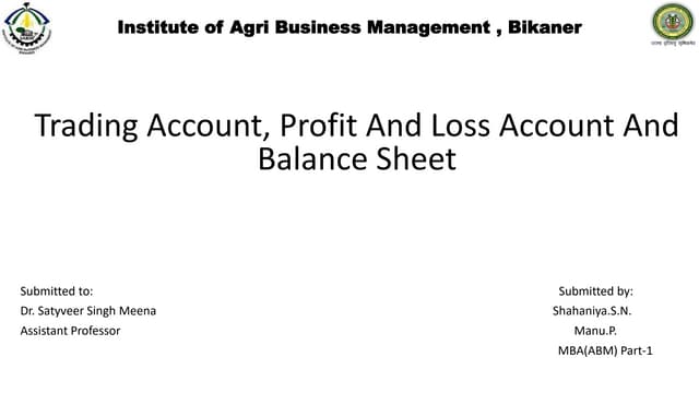 Trading Profit And Loss Account | PPT