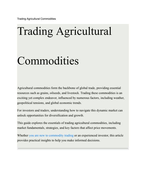Trading Agricultural Commodities: Beginner’s Guide (2025 Profit Secrets ... Trading Agricultural Commodities: Beginner’s Guide (2025 Profit Secrets ...