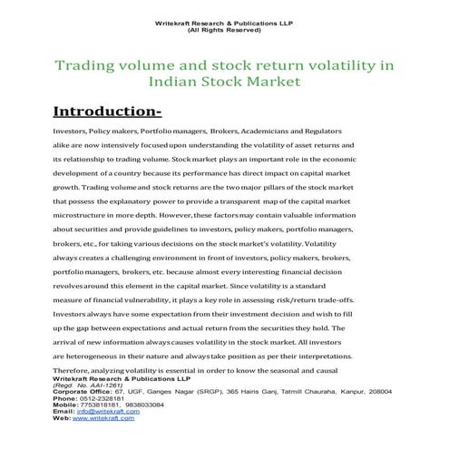 Trading volume and stock return volatility in indian stock market [www ...