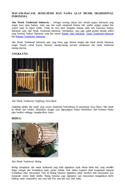 33 alat musik tradisional indonesia | DOCX