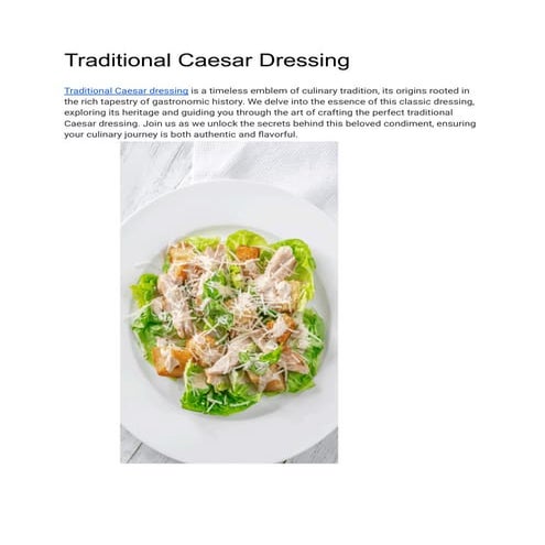 Italian Traditional Caesar Dressing Recipe | PDF