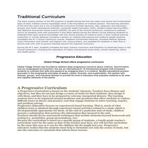 Traditional curriculum | DOCX