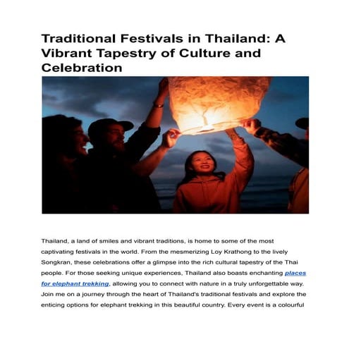 Traditional Festivals in Thailand: A Vibrant Tapestry of Culture and ...