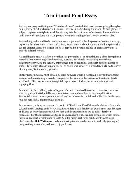 Descriptive Essay On Food. Williamsburg Technical College | PDF