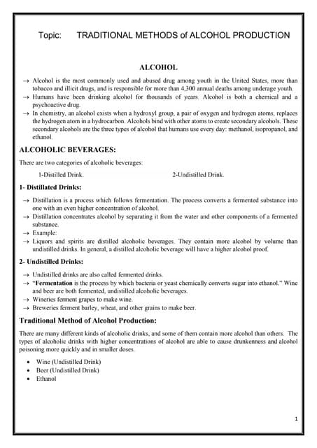 Industrial production Alcoholic beverages | PPTX