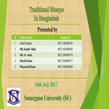 Traditional mosque in bangladesh presentation | PPTX