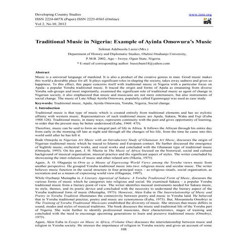Traditional music in nigeria example of ayinla omowura’s music | PDF