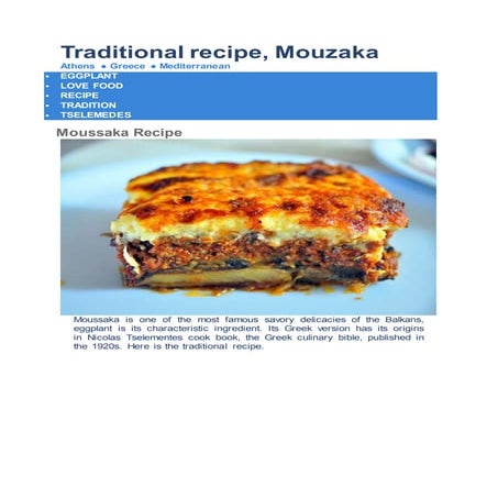 Traditional recipe mousaka | DOCX