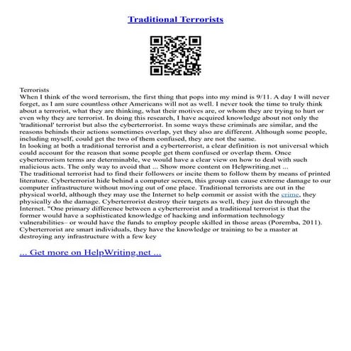 Traditional Terrorists | PDF