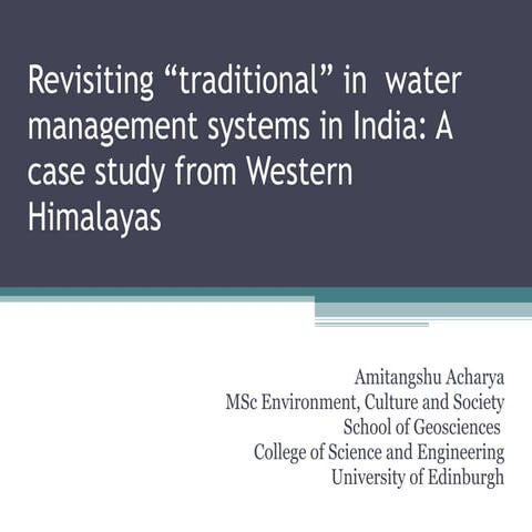 Traditional Water Management Systems A Reappraisal | PPT
