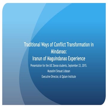 Traditional ways of Conflict Resolution and Transformation | PPTX