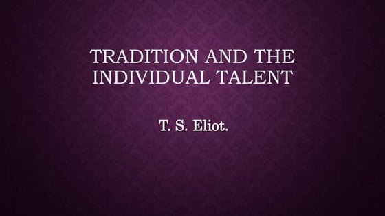Tradition and individual telant | PPTX