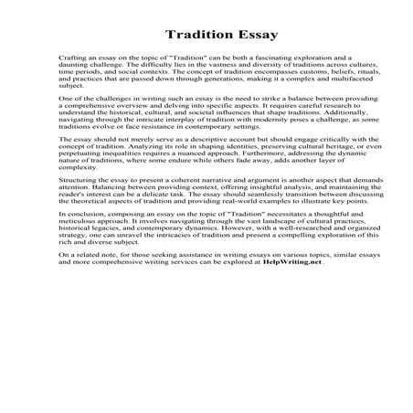 Tradition Essay. California State University San Marcos | PDF