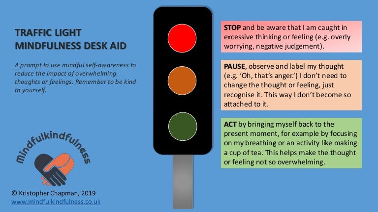 Traffic light mindfulness desk aid
