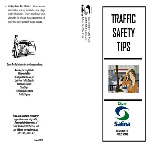 City of Salina Brochure - Traffic Safety Tips | PDF