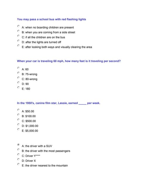Ethiopian Driving License Exam in English | DOCX