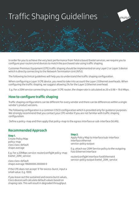 Traffic Shaping Guidelines Pdf Computer Networking Computing