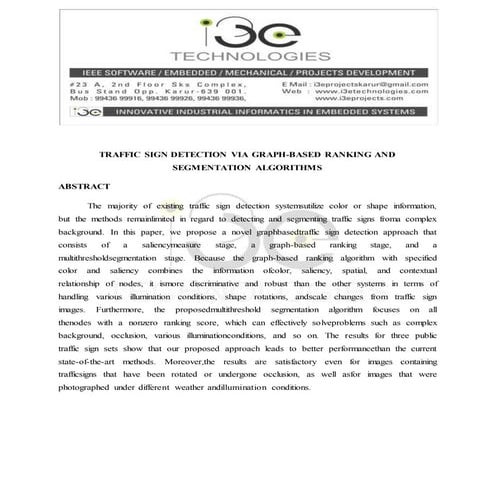 Traffic sign detection via graph based ranking and segmentation algorithms | PDF