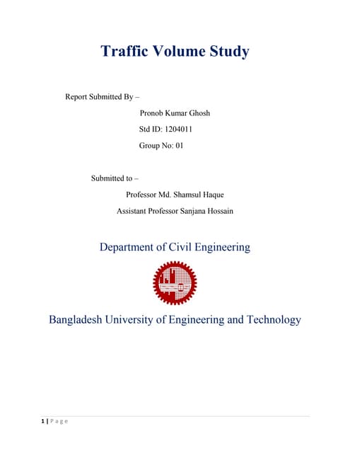 TRAFFIC VOLUME STUDIES | PPT