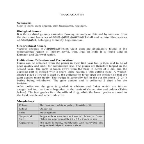 Tragacanth | PDF | Chemistry | Science