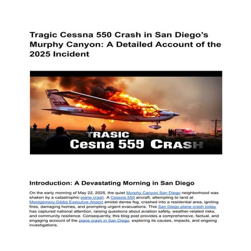 Tragic Cessna 550 Crash in San Diego’s Murphy Canyon_ A Detailed ...