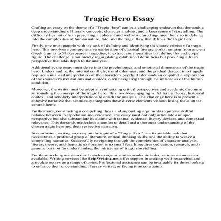 Tragic Hero Essay | PDF