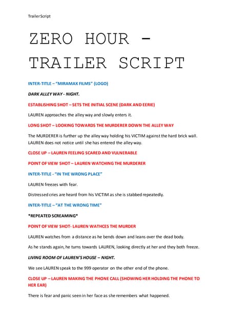 Trailer Script | PDF
