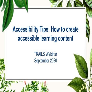 Accessibility Tips: How to create accessible learning content | PPTX