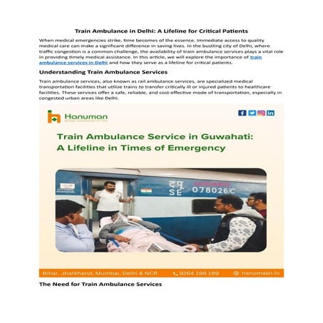 Train Ambulance Service: Efficient and Reliable Medical Transportation ...