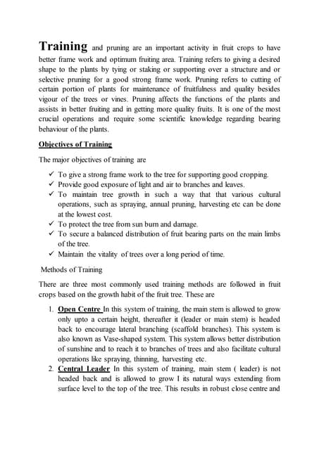 Taining and pruning in horticultural crops | PPTX