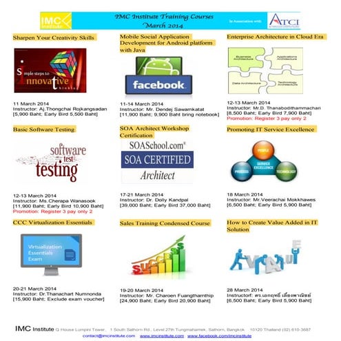 IMC Institute Training Schedule March-June 2014 | PDF